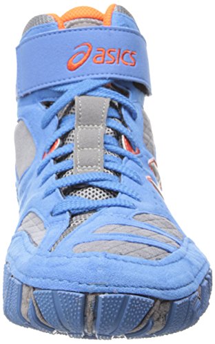 ASICS Men's Aggressor 2 Wrestling Shoe,Dusty Blue/Silver/Red Orange,12 M US