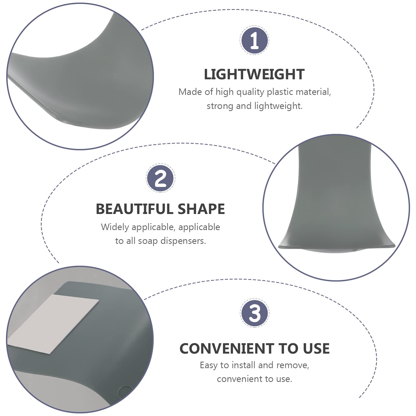 BESTonZON Drip Tray for Wall Mounted Soap Dispenser, Dripping and Spraying, Dispenser Stand,Soap Dispenser Bracket, Soap Dispenser Water Tray,Soap Dispenser Drip Tray (Grey)