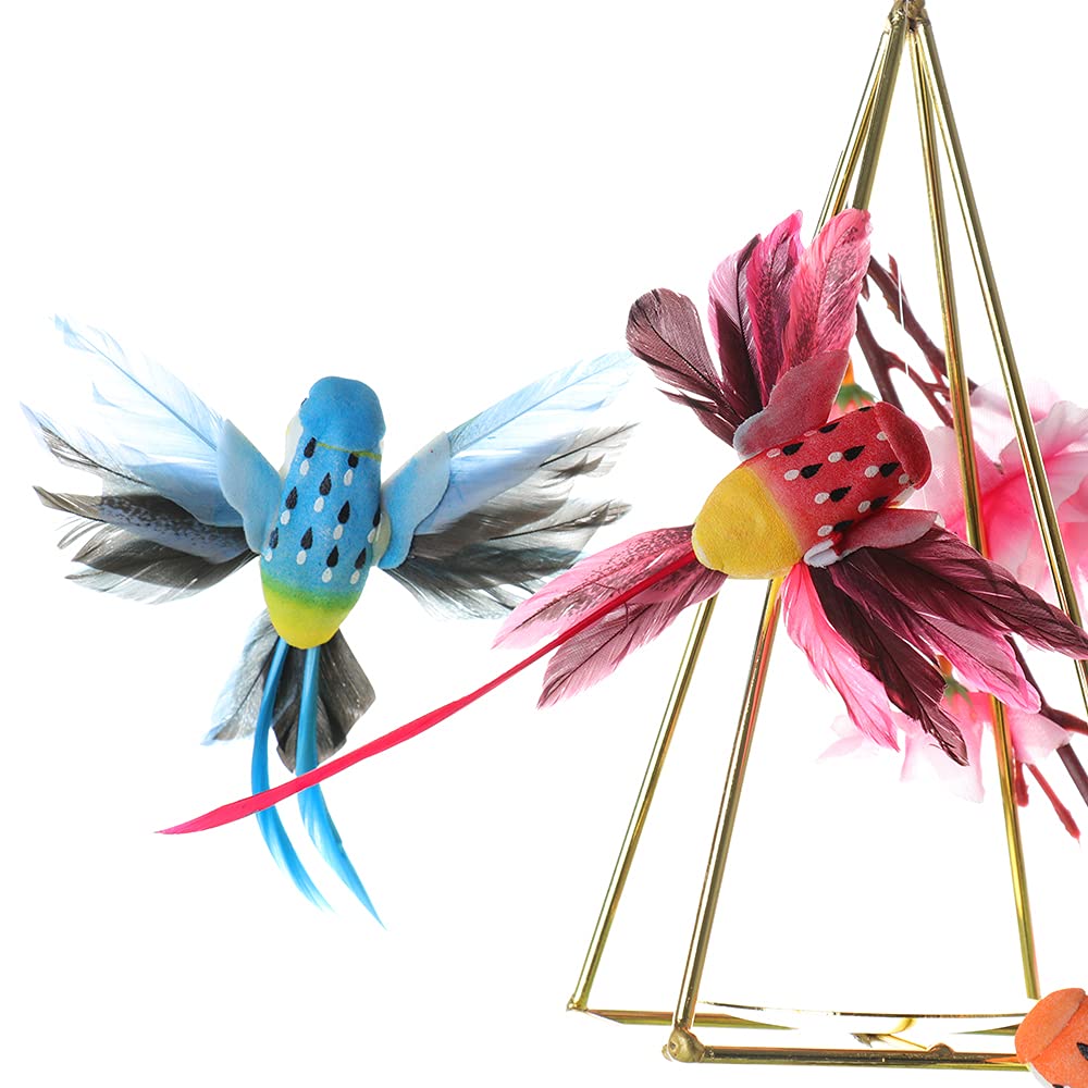 Oeey 12 Pcs Artificial Foam Hummingbird Feather Bird Figurine Simulation Feather Bird Ornaments for DIY Craft Wedding Decoration Home Garden Party Christmas Tree Embellishing Metal Clip