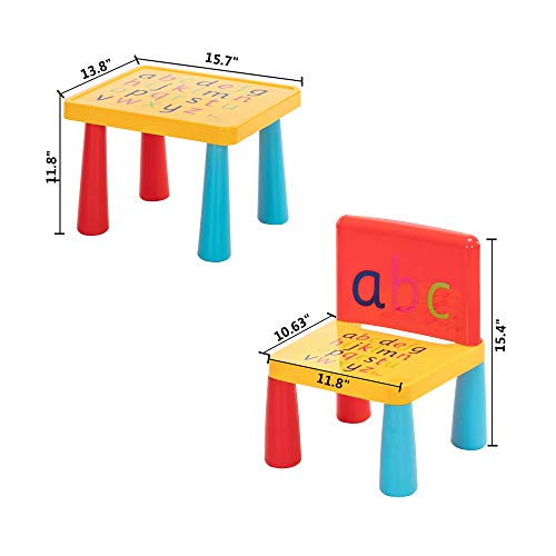 Ochine Kids Table and Chair Set Kids Study Table and Chair Set Detachable Toddler Table and Chair Set Plastic Children Activity Table for Reading, Drawing, Snack Time, Arts Crafts, Playroom, etc