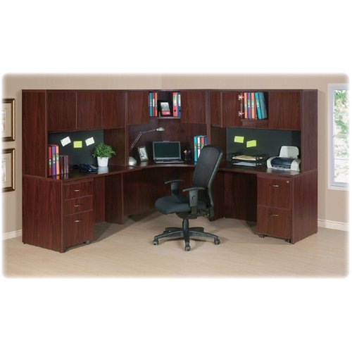 Lorell Bow Front Desk Shell, 72 by 36 by 29-1/2-Inch, Mahogany