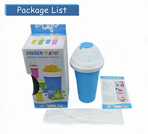 Kahopy Slushie Maker Cup, Magic Quick Frozen Slushy Maker Smoothies Cup Squeeze Cup Double Layer Cooling Cup, Homemade Slushie Cup Ice Cream Maker for Kids Christmas Gift (New Upgraded, Blue)