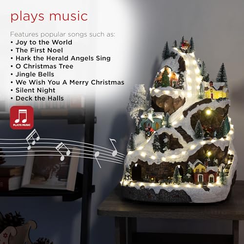 Alpine Corporation 18"H Indoor Animated Winter Wonderland Set with LED Lights and Music