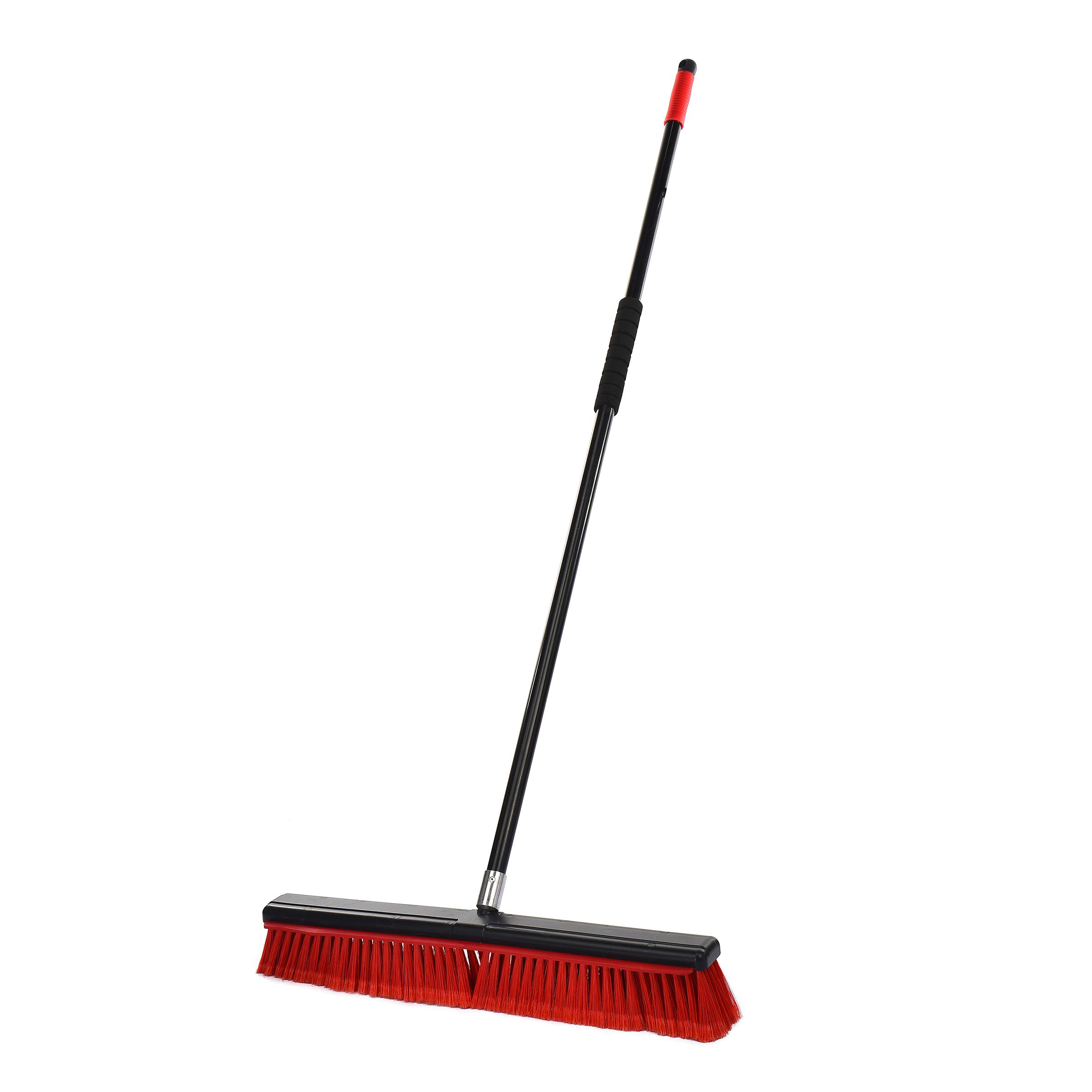 Alpine Industries 2-in-1 Smooth-Surface Squeegee Push Broom - Heavy Duty Long Handle Sweeper - Wide Cleaner Head with Softer Durable Bristles (3-Pack)