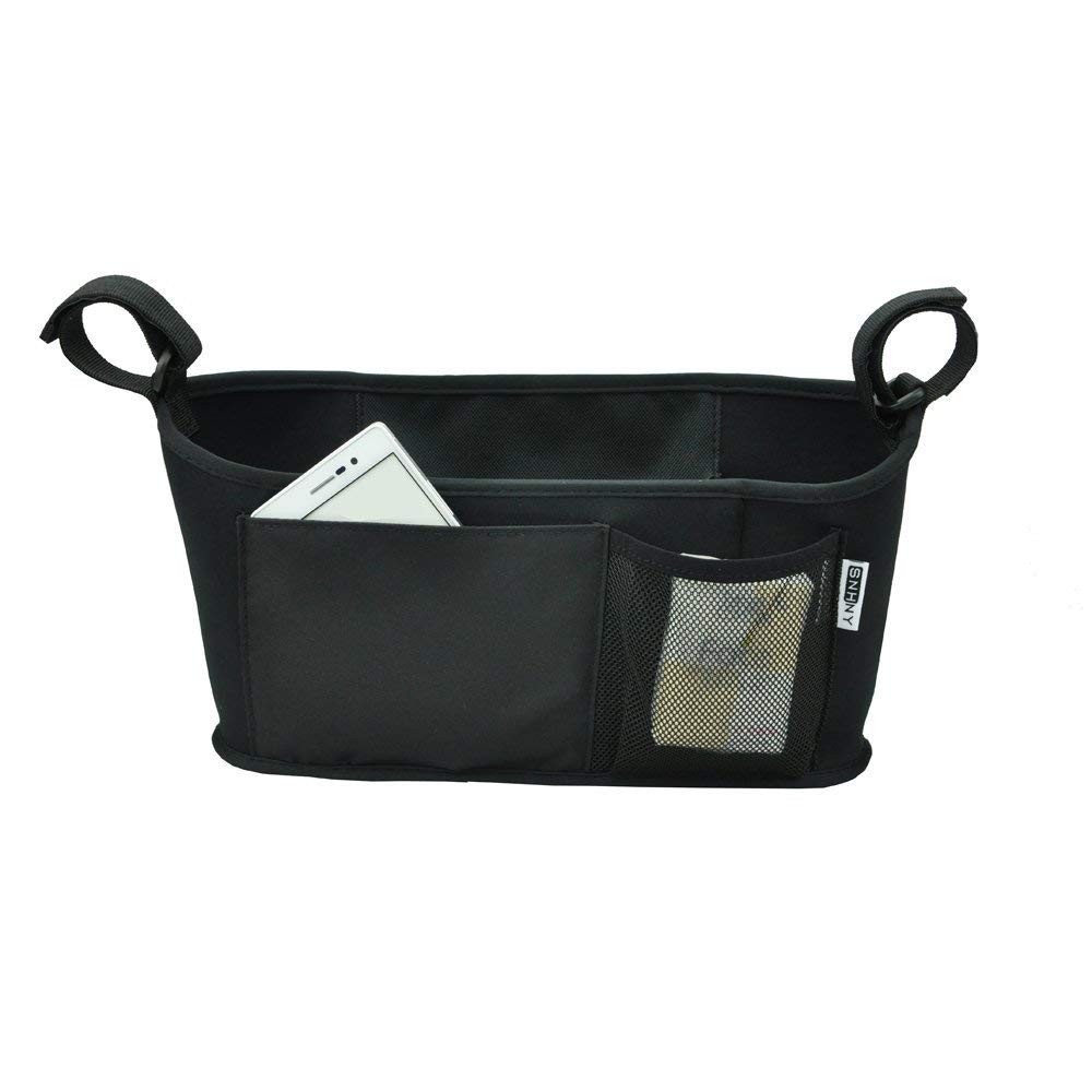 Top Universal Stroller Organizer by SNHNY; The Best Stroller Accessories; Universal Baby Diaper Stroller Bag with Accessary Bag. (Black Simpler)