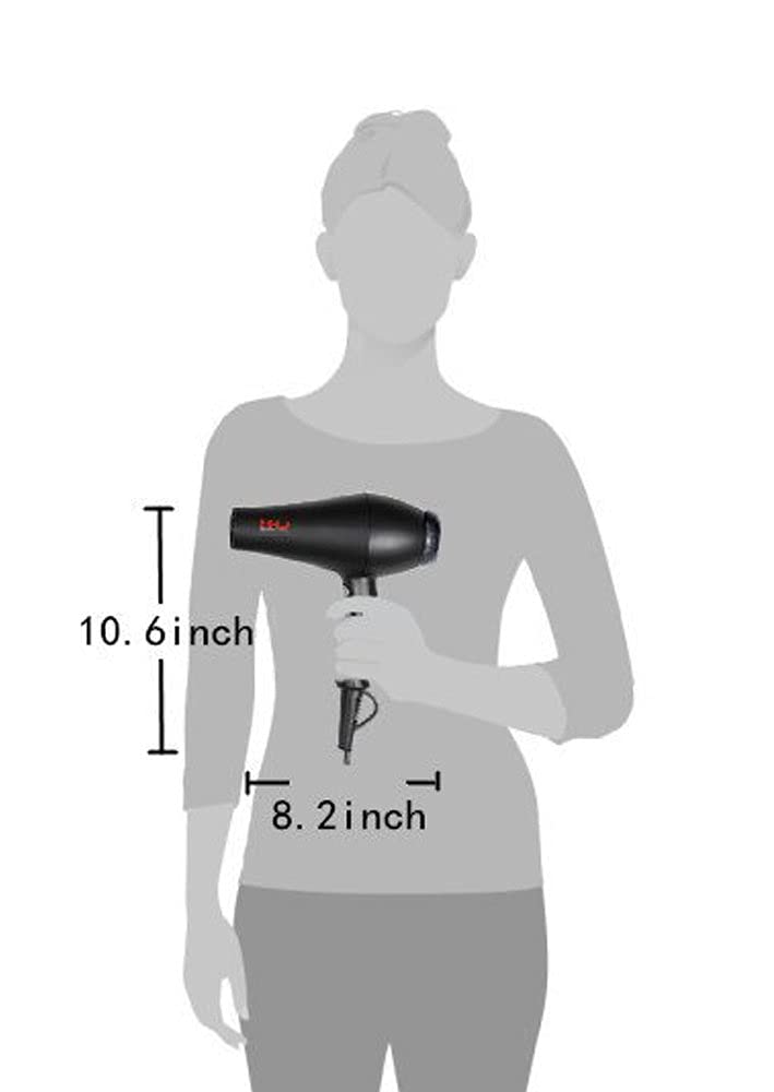 MHU Professional Salon Grade 1875w Low Noise Ionic Ceramic Ac Infrared Heat Hair Dryer Plus One Concentrator and One Diffuser Black Color