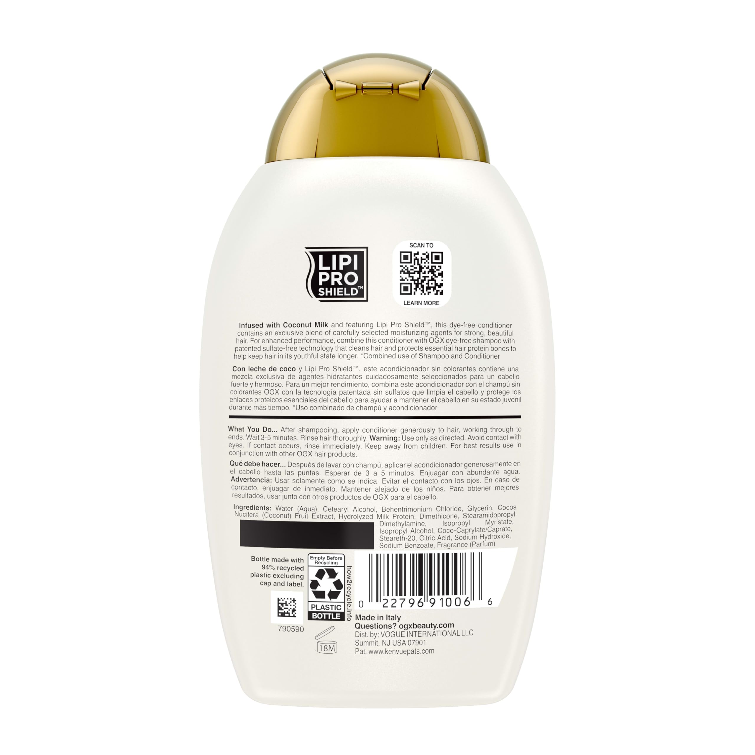 OGX Nourishing + Coconut Milk Conditioner, Hydrating & Restoring Conditioner Moisturizes for Soft Hair After the First Use, Parabens-Free, Sulfate-Free Surfactants, 13 fl. Oz