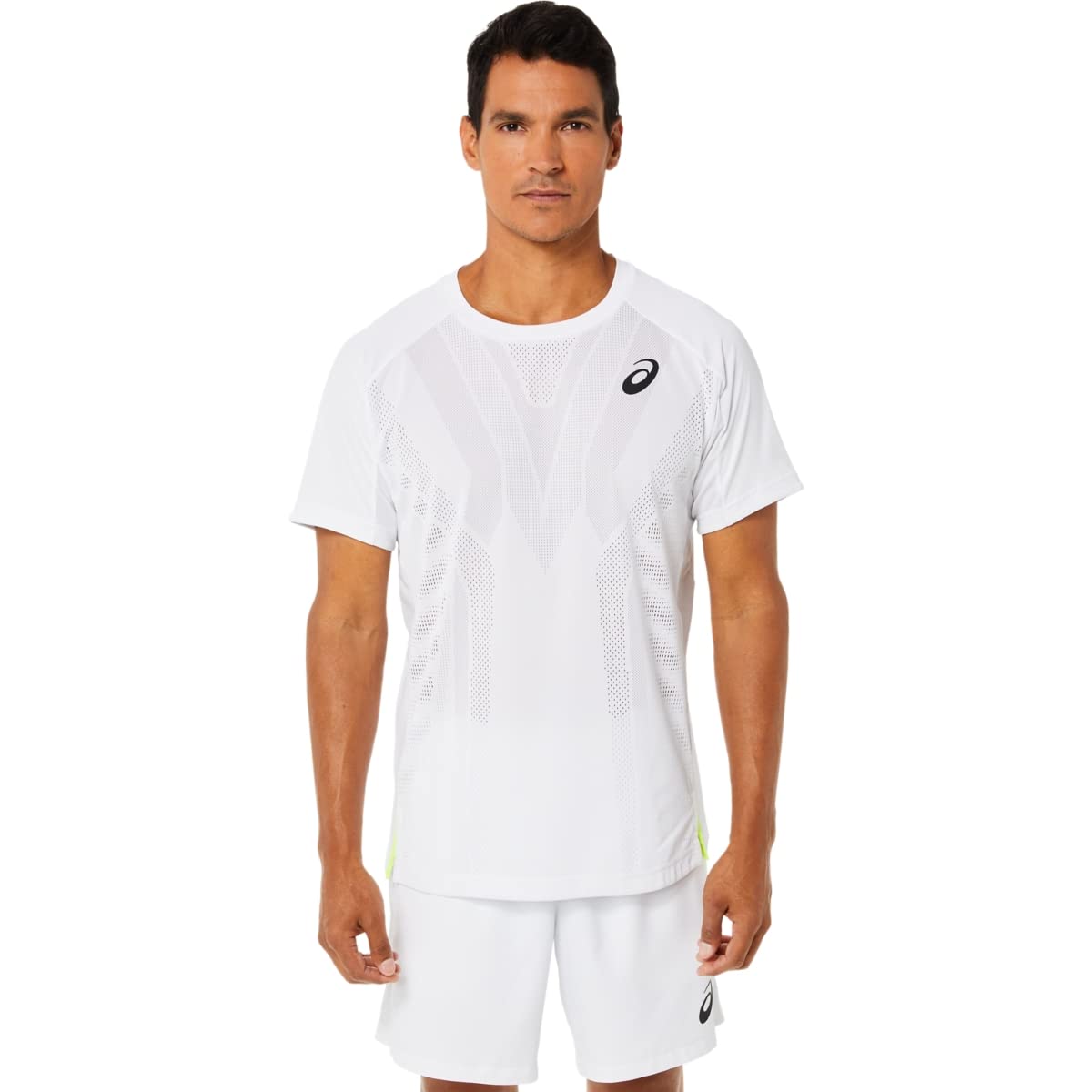 ASICS Men's Match ACTIBREEZE Short Sleeve TOP Tennis Apparel, S, Brilliant White