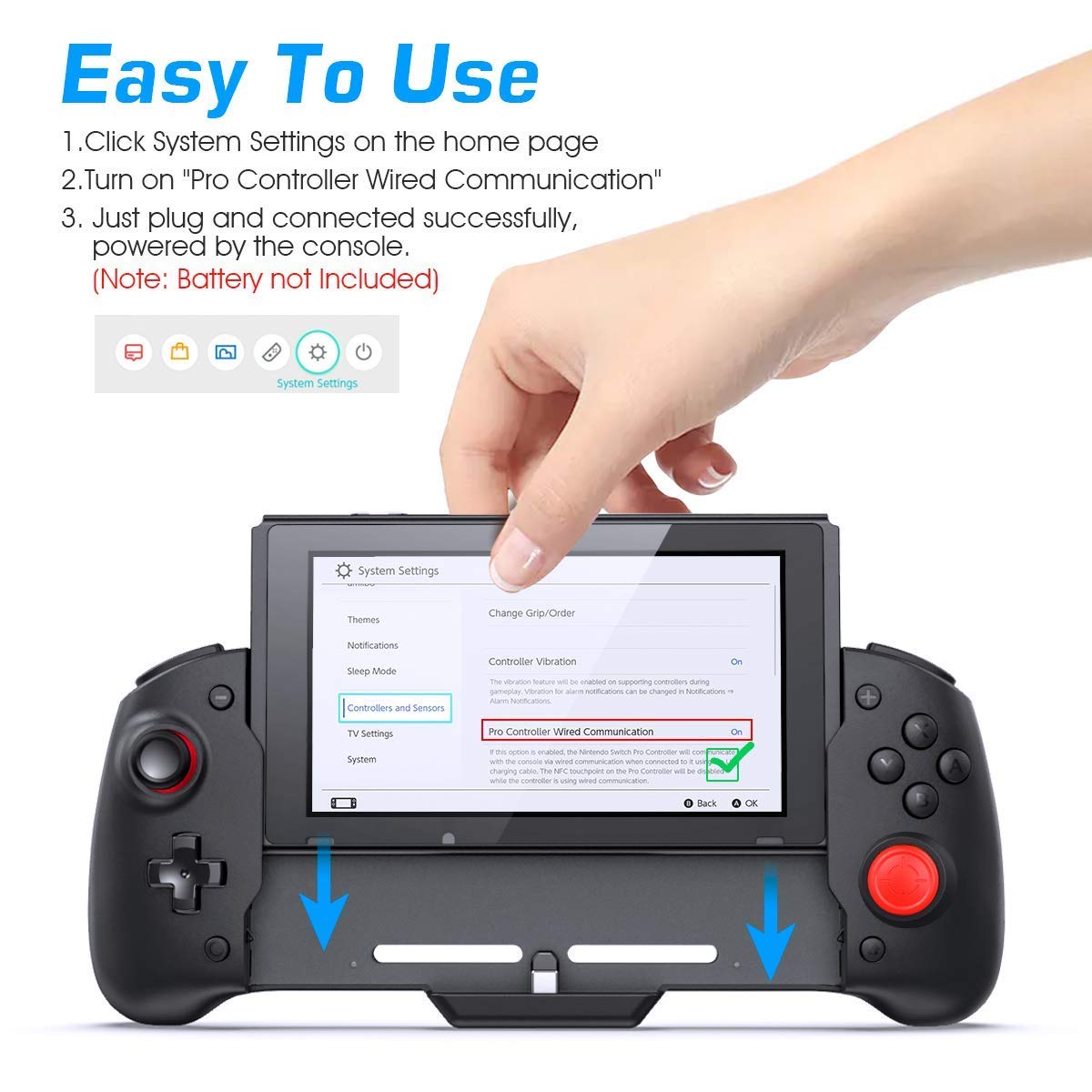 OIVO Controller Compatible with Nintendo Switch Handheld Mode, with Buit-in Upgraded PD Chip, Comfortable & Ergonomic Controller with 6 Gyro Axis, Double Motor Vibration (Renewed)