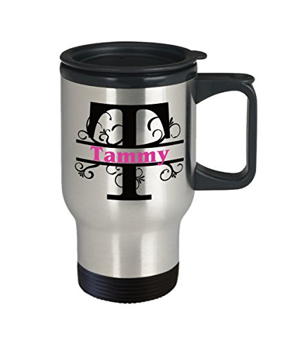 Tammy Travel Coffee Mug Custom First Name Monogram Personalized Gift Girl Woman Named Stainless Steel Tea