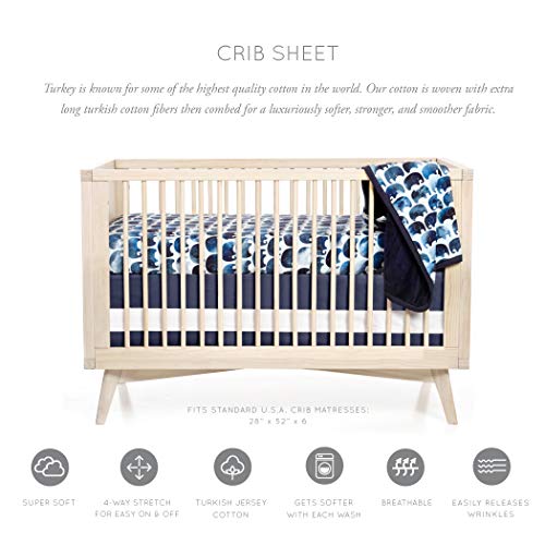 Oilo Baby Blanket Bundle | Cute Lightweight Cotton Fabric Comforter | Cozy, Soft wash & Waterproof Diaper Change pad, Blanket & Crib Sheet | for Infant/Toddler | Newborn Nursery Collection | Elephant