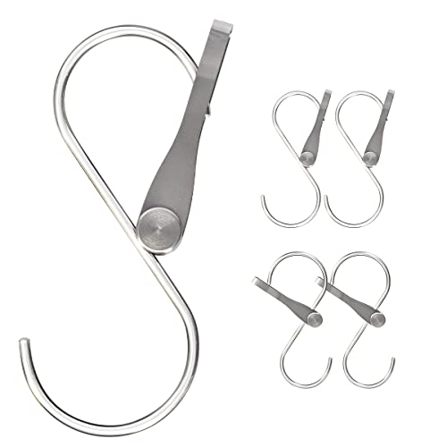 GEZIDEA S Hooks Stainless Steel Heavy Duty S Hooks Anti Drop for Work Shop,Wardrobe,Office,4Pieces