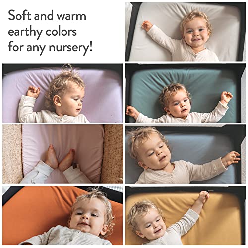 Mini Portable 24x38 Fitted Crib Sheets – Compatible with Dream on Me, Delta Porta Crib and Arms Reach Ideal Cosleeper – 100% Jersey Cotton – Light + Dark Sage Green – 2 Pack