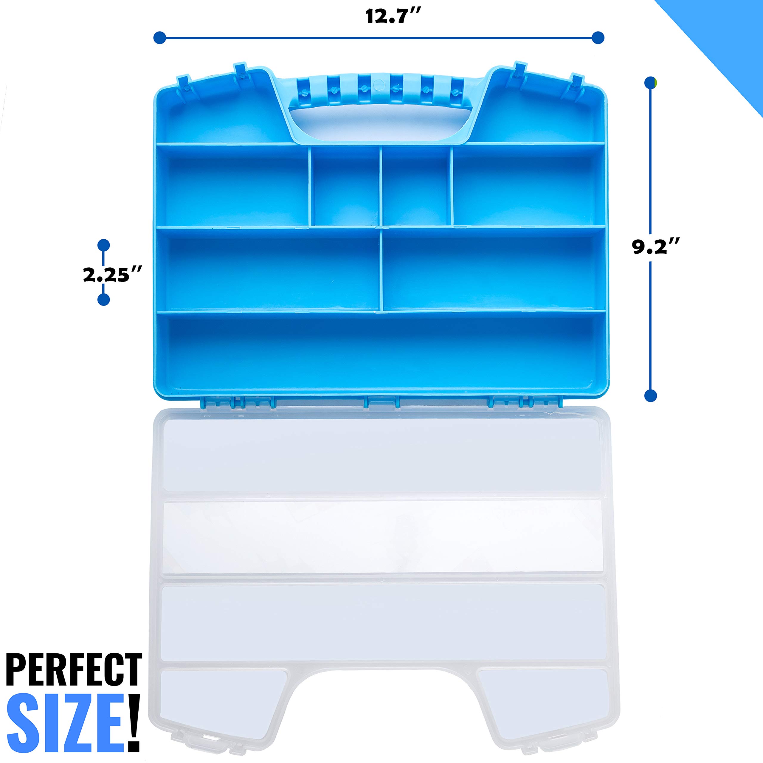 ASH BRAND Battle Figures Case Organizer Legit Carrying case Toy Box with Handle| Large Compartments| Fits Up to 15 Battle Figurines Creatures (up to 3 cm)| New & Improved Blue Storage Holder