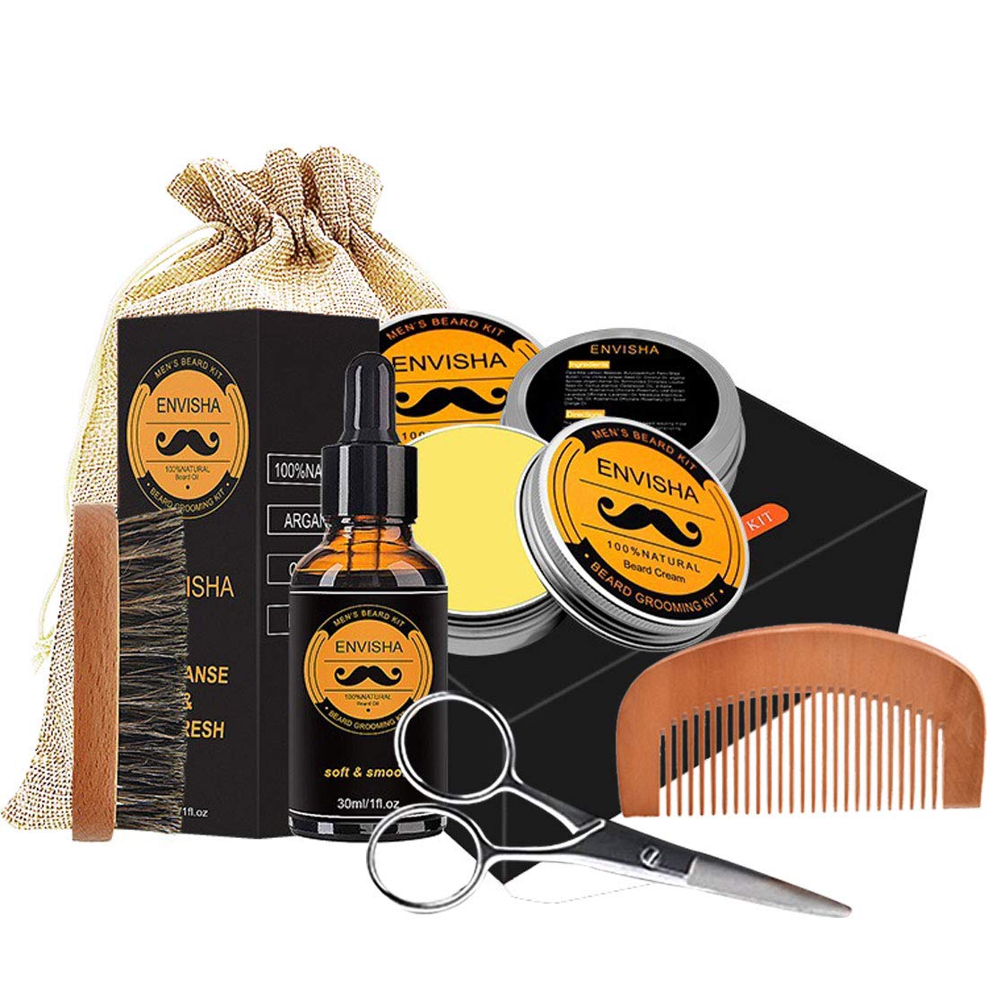 Beard Growing Kit Beard Kit for Men Birthday Father's Day Gifts for Men,Beard Grooming Kit,Beard Oil,Beard Balm,Beard Brush,Beard Comb,Beard Scissors,Storage Bag,Beard Growth Care Gifts for Men