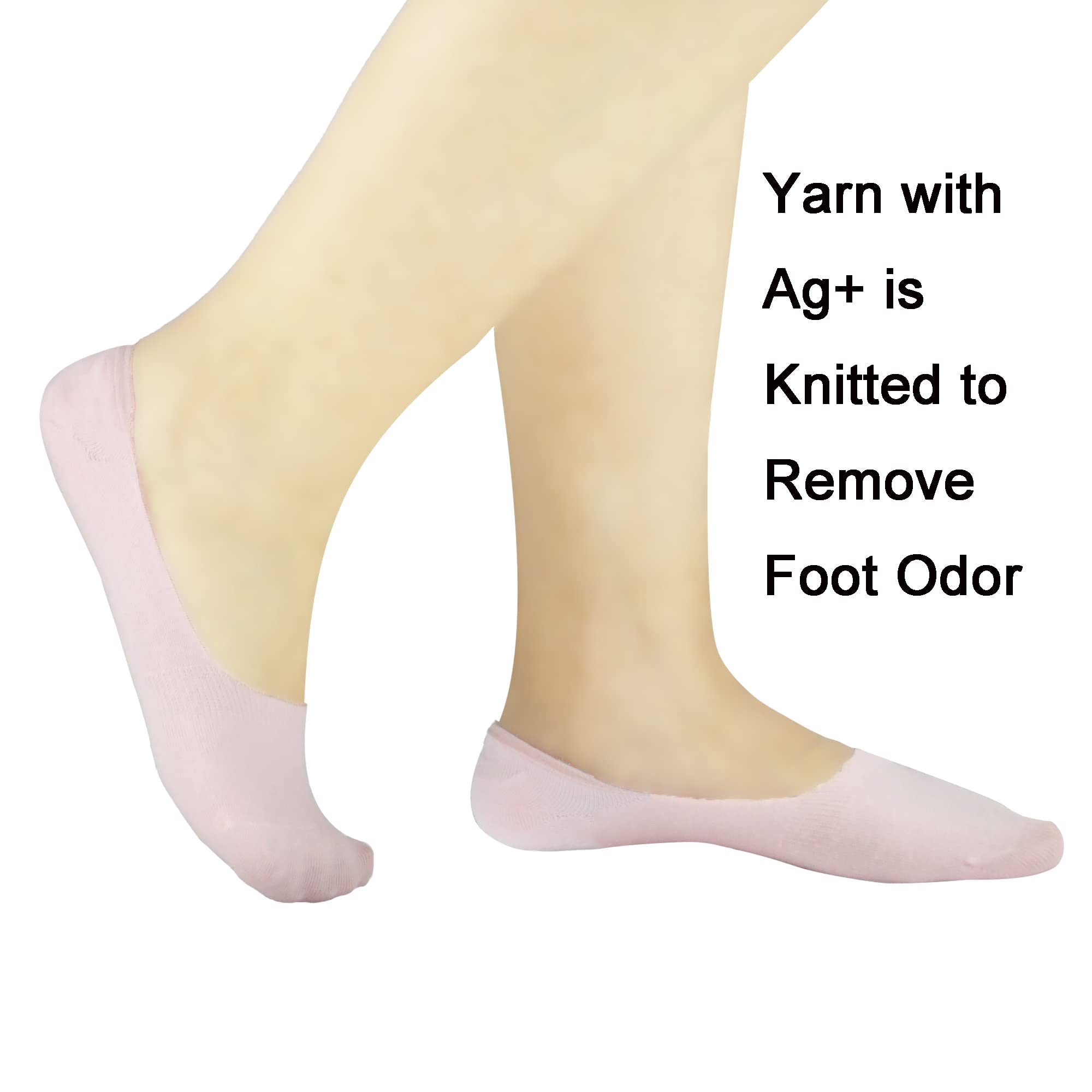 Bauvale Women's 6-Pack Mixed Anti Slip Odor Resistant Seamless Thin No Show Invisible Socks,Size 4-9