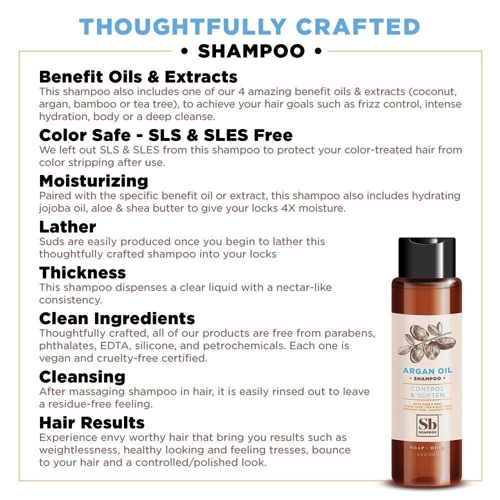 SoapBox Anti-Frizz Shampoo & Conditioner Set with Argan Oil and Shea Butter for Women & Men - Bulk Pack (3 Shampoos & 3 Conditioners)