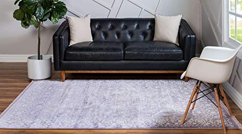 Unique Loom Traditional Classic Intricate Design Distressed Vintage Detail, Area Rug, 4 ft x 6 ft, Purple/Ivory
