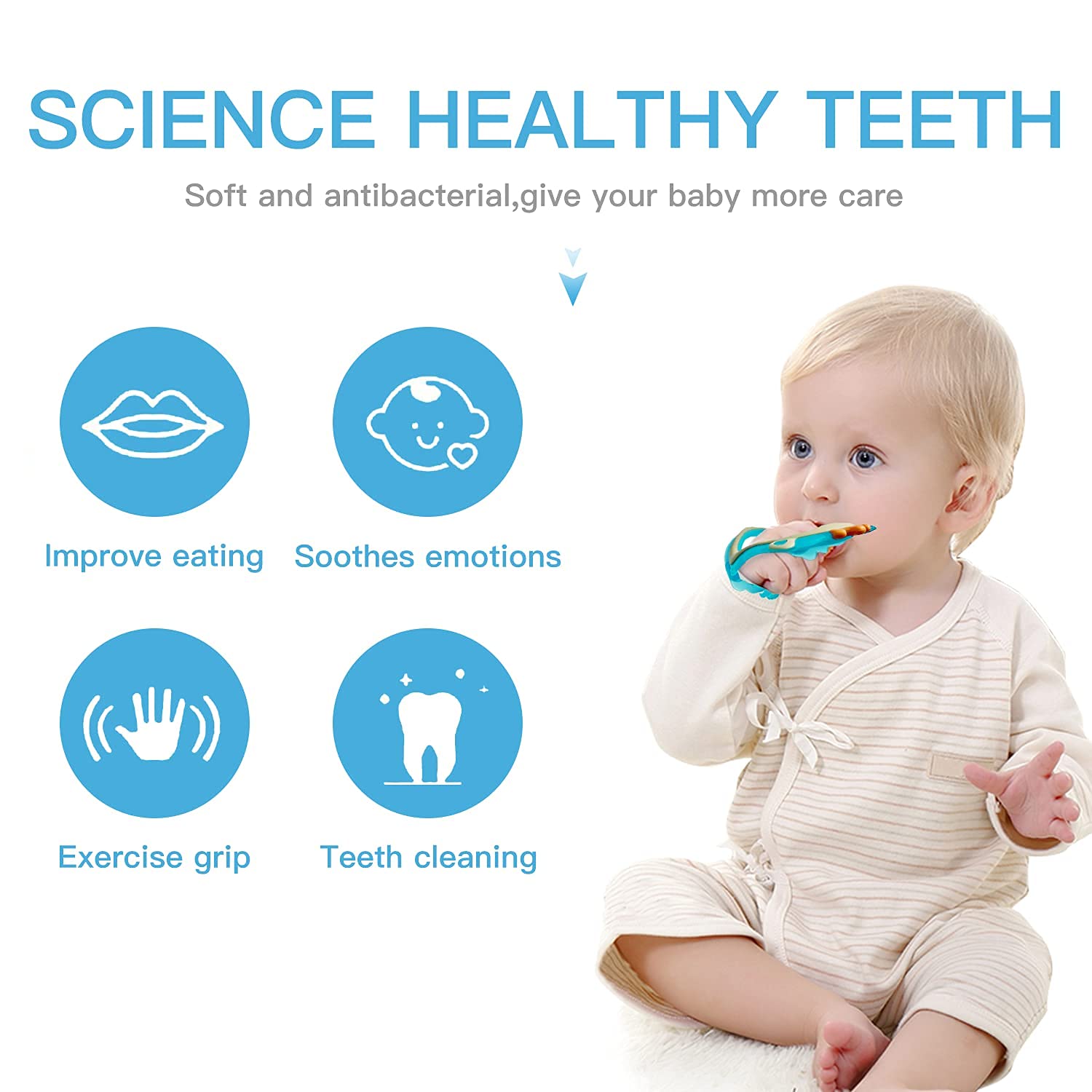 Towwi Baby Teething Toys for 0-6 and 6-12 Months Baby Teethers 3 Packs for Infants, BPA-Free, Eco-Friendly Non-Toxic Silicone, Adjustable Wristband Chew Natural teethers for Babies