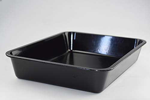 OMEM Reptile Food Bowl Large Water Dish, Wood Plate, Bowl Turtles (L=35.4 * 5.3 * 26.3, Black)