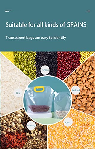 Cereal Containers Storage, 6pcs Airtight Food Storage Containers With Lids and Funnel Large Reusable Clear Food Storage Bags Stand Up Grain Moisture-Proof Sealed Bag for Rice Flour Kitchen Grain