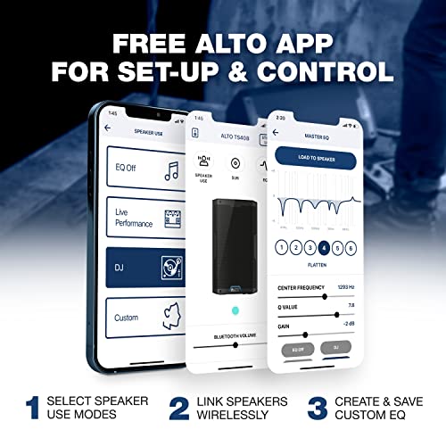 Alto Professional TS408 - 2000W 8" Powered PA Speaker with 3 Channel Mixer, Bluetooth Streaming, Wireless Loudspeaker linking, DSP and Alto App
