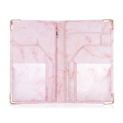 Sonic Server Marble Style Deluxe Server Book for Restaurant Waiter Waitress Waitstaff | Millennial Pink | 9 Pockets Includes Zipper Pouch with Pen Holder | Holds Guest Checks, Money, Order Pad