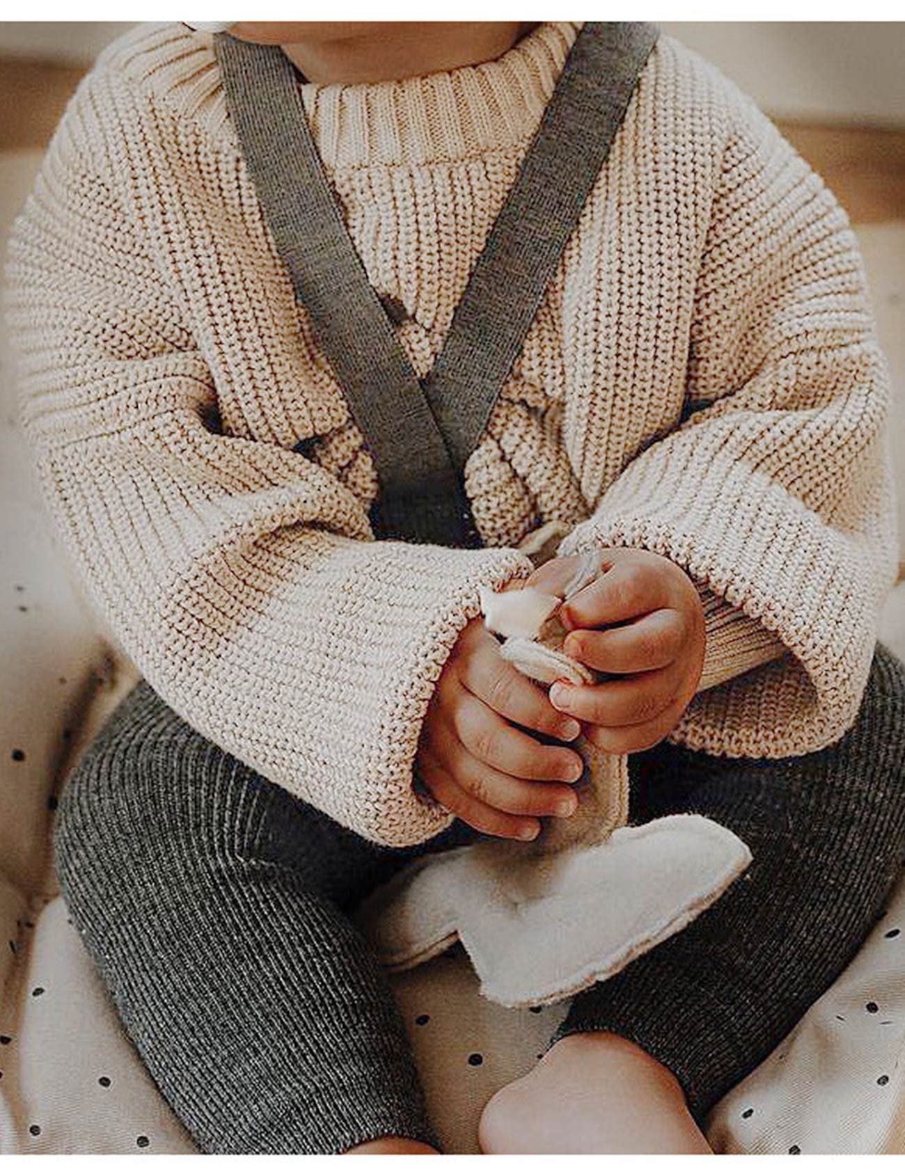 Arssm Toddler Sweater Knit Baby Boy Girl Kids Sweater Crewneck Long Sleeve Pullover Sweater Tops Winter Clothes(Beige-3T)