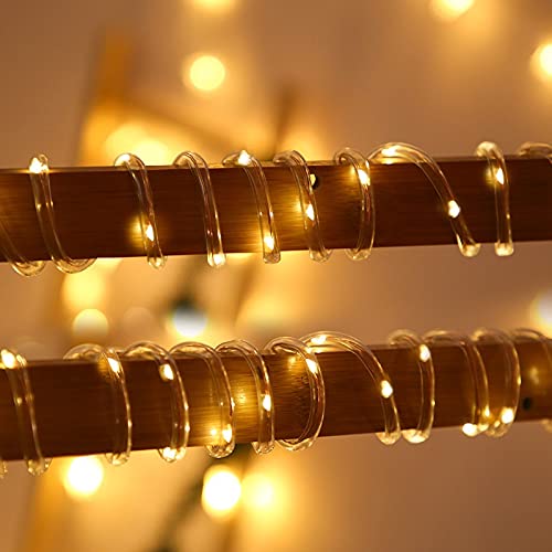 HJHSH Outdoor Solar String Lights, Decorative Lighting Warm White with 8 Modes Festival Lighting Waterproof Multi-Coloured for Patio Home Garden Christmas Parties (Length : 7m, Light : Warm Light)