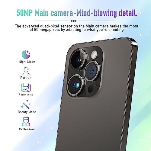 fuxinya Unlocked Cell Phones 2023 Android 13 Smartphone with Dynamic Island 8GB+128GB 8-Core Mobile Phones 6.54" HD Screen 50MP+13MP Camera 5000 mAh Long Battery Cellphone with 4G Dual SIM - Black