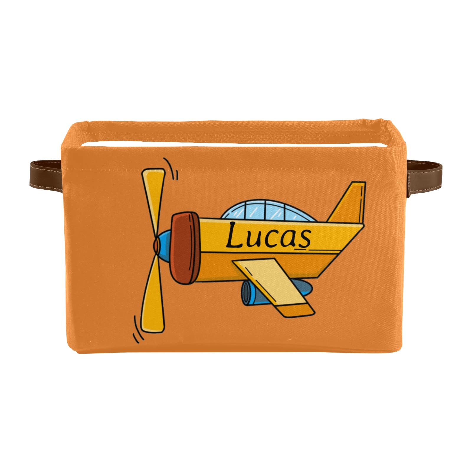 Cartoon Airplane Personalized Storage Basket,Custom Storage Bins Cubes Organizer with Handle for Bedroom Wardrobe Nursery Basket 1 Pack