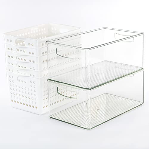 JOOFLI Bins/Baskets Organizers and Storage - 8 Pack Plastic Organization for Organizing Pantry Kitchen Bathroom and More