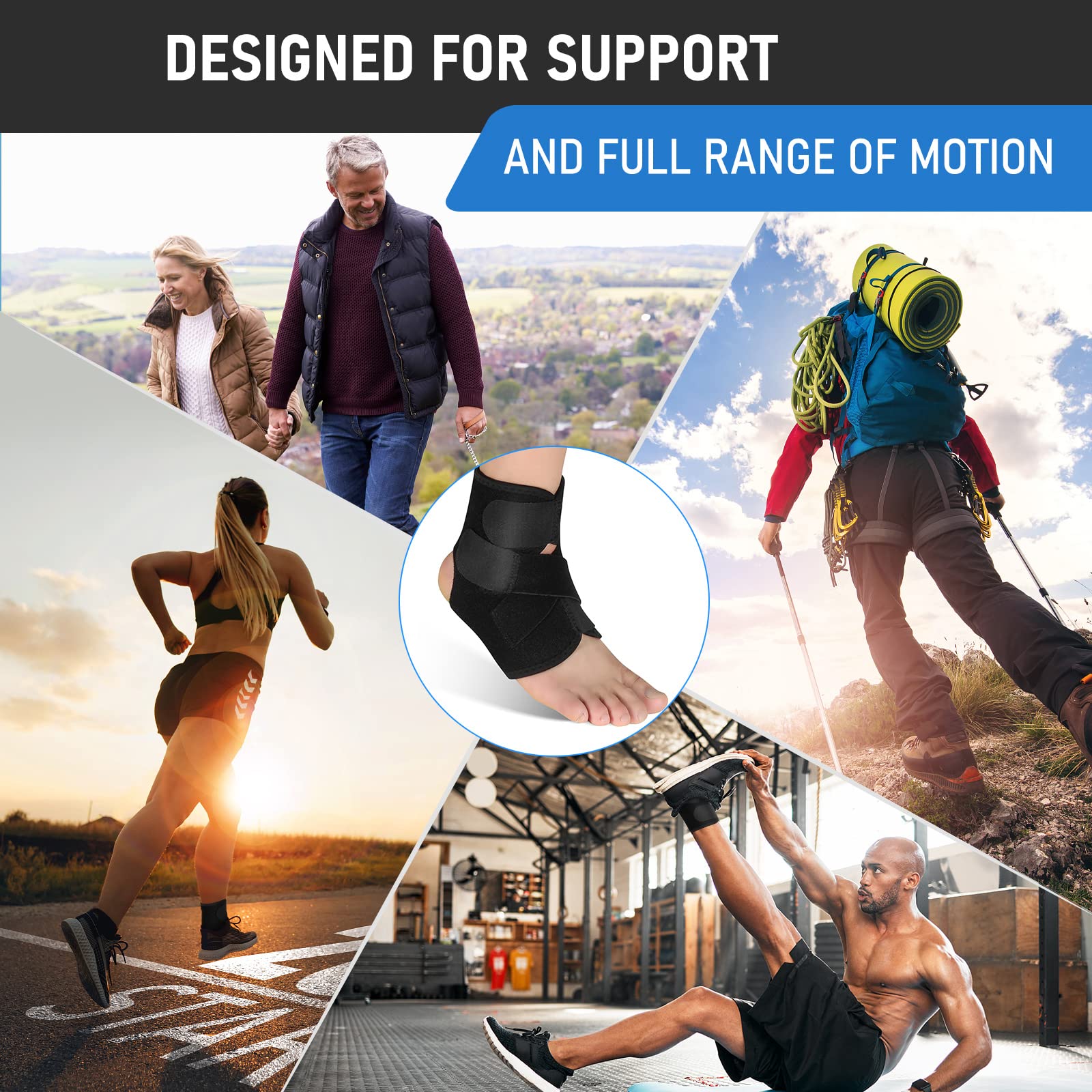 Ankle Support Brace, Adjustable Wrap for Running, Basketball, Injury Recovery, Sprain! Ankle Wrap for Men, Women, and Children