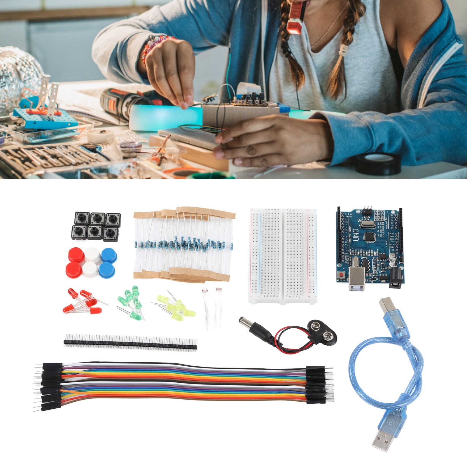 Basic Starter Module Kit, USB Cable 3 Color LED Light Electronic Jump Starter for Factory