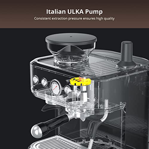 Zstar Espresso Machine with Grinder, Upgraded 15 Bar Automatic Espresso Coffee Maker with Milk Frother for Cappuccino Latte