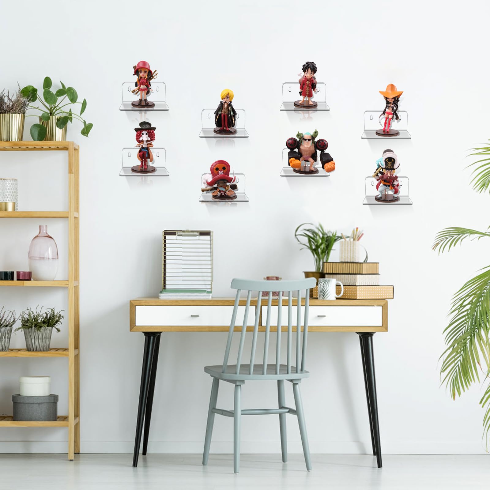 COXWANG Acrylic Small Shelf,Mini Acrylic Wall Shelf,Acrylic Shelf,for Pop Figures,Plant,Picture Photo Modern Wall for Office Bedroom Living Room