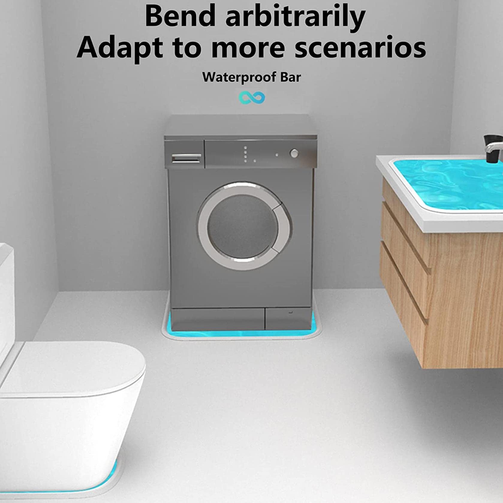 KFJZGZZ Shower Threshold Water Dam,Collapsible Bath Shower Barrier,Bathroom Water Stopper Flood Shower Barrier,Silicone Sink Water Splash Guard for Kitchen and Bathroom