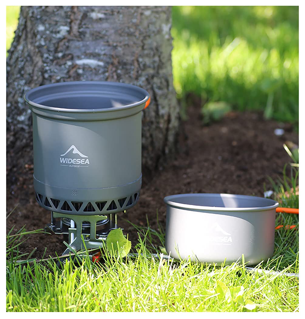 ANKONG Camping Cookware Set Heat Exchange Design Outdoor Pot Pan Set for Hiking Backpacking Travel with Storage Bag