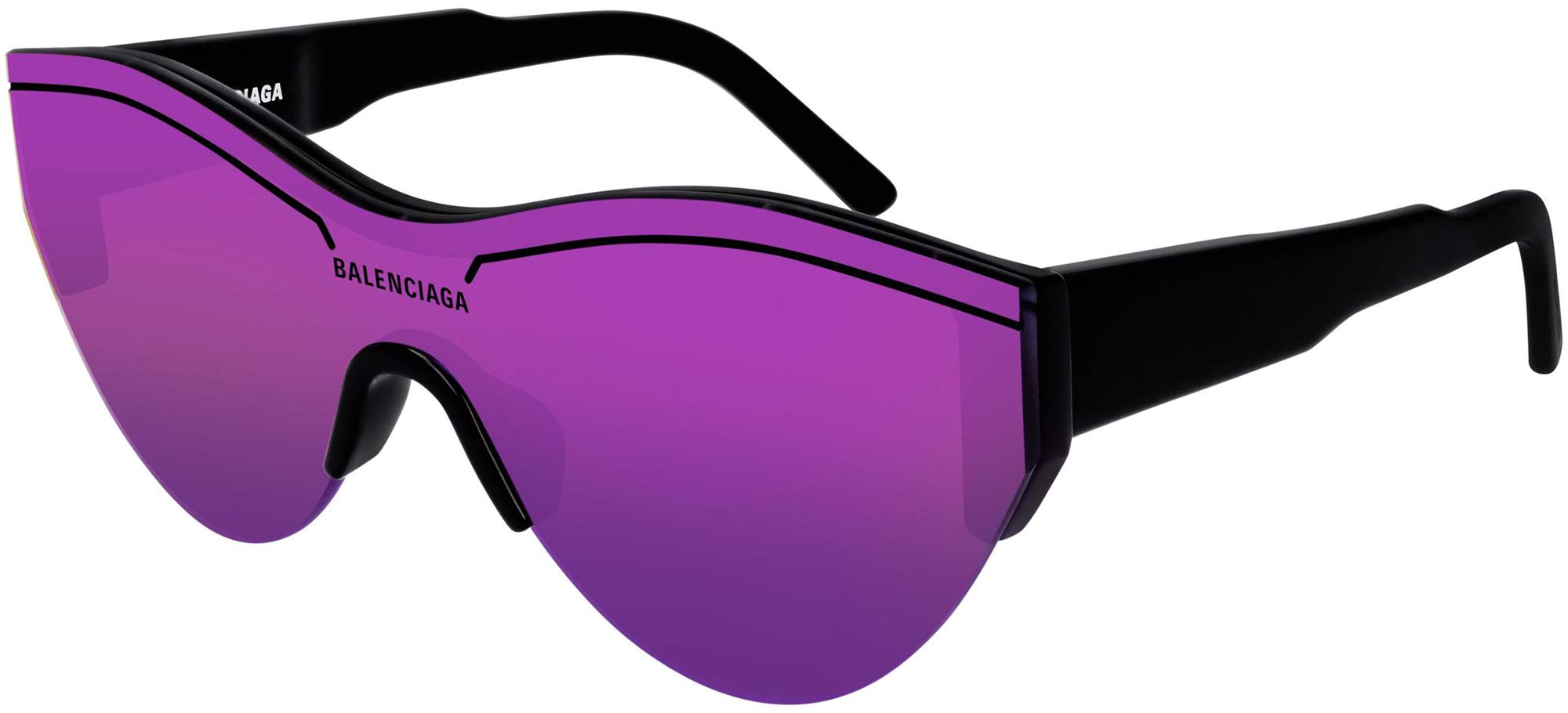 Balenciaga BB0004S Sunglasses 002 Black/Pink Mirror(Double) Lens 99 mm