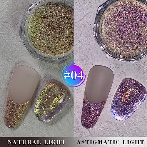 CHARMING MAY 4 Colors Holographic Nail Glitter Powder Set Shiny Metallic Chrome Nail Powder Kit for Acrylic Nails Sparkling Reflective Glitter Galaxy Effect for Party Nightclub(4 Colors(#1#2#3#4))