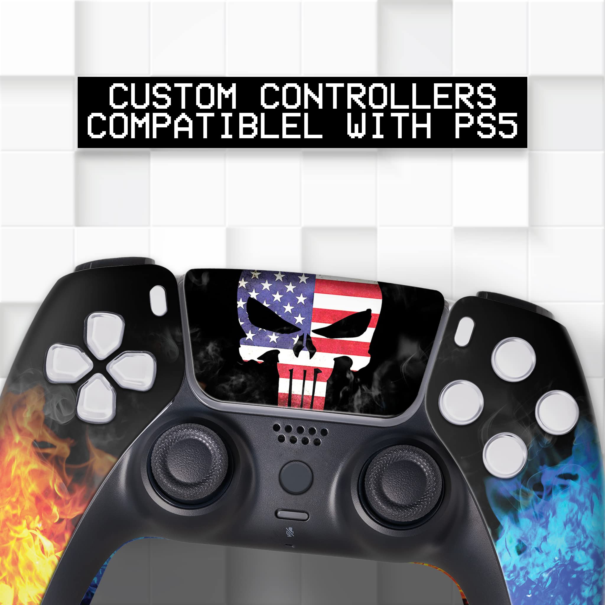 BABY CUDDLE BOX Blooodshot Custom PS-5 Controller Wireless compatible with Play-Station 5 Console by BCB Controllers | Proudly Customized in USA with Permanent HYDRO-DIP Printing (NOT JUST A SKIN)
