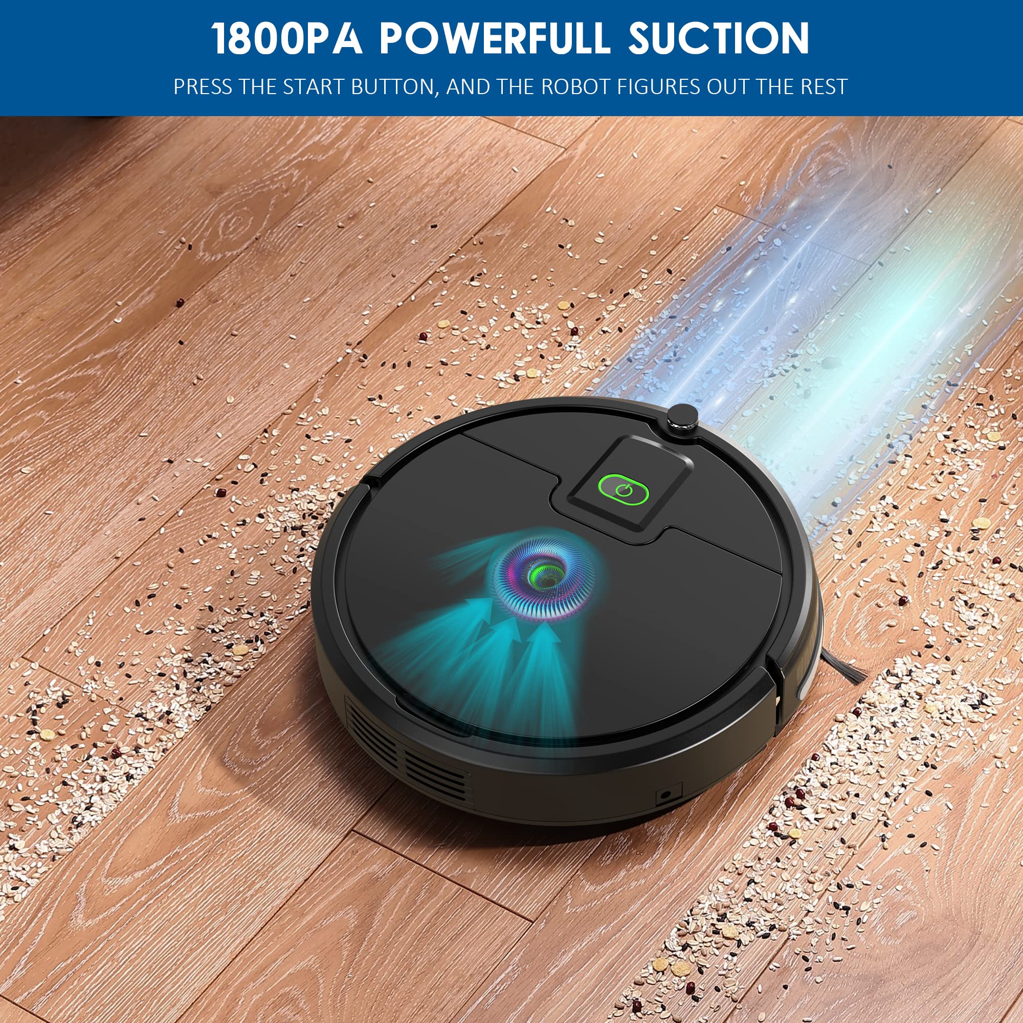 Automatic Self Charging Robotic Vacuum Cleaner, Super Thin Robot Vacuum Cleaner - Strong Suction, Quiet, Tangle Free, Daily Cleaning Robot Vacuum for Pet Hairs, Dust, Scrums, Hardwood Floors & Carpets