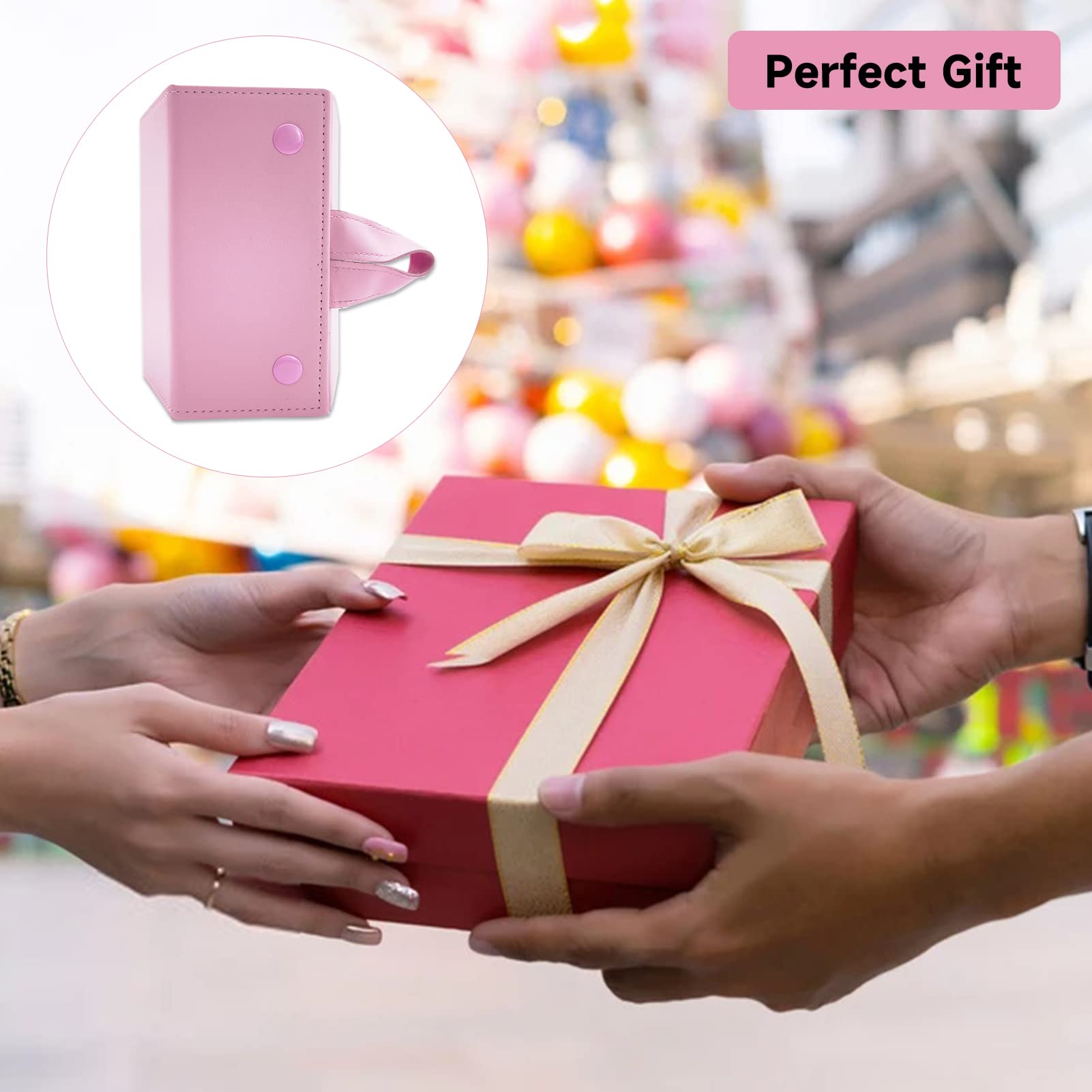 BBKON Sunglasses Organizer with 5 Slots, Travel Glasses Case, Portable Eyeglasses Holder Storage Box for Men Women (Pink)