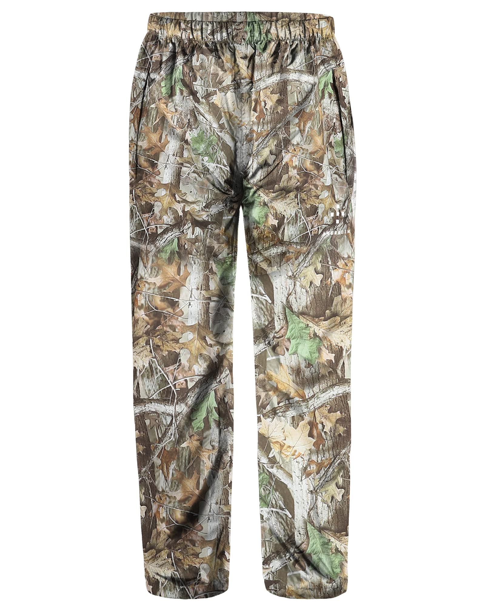 AXESQUIN Rain Pants Men, Mens Rain Pants Waterproof Pants with Pockets Lightweight Packable Outdoor Over Pants for Hiking Camo Tree XL