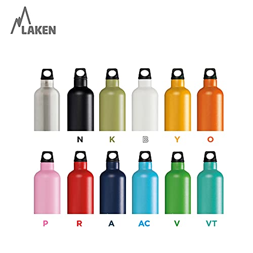 Laken Thermo Futura Vacuum Insulated Stainless Steel Water Bottle Narrow Mouth, 25 Ounce, Plain / Silver
