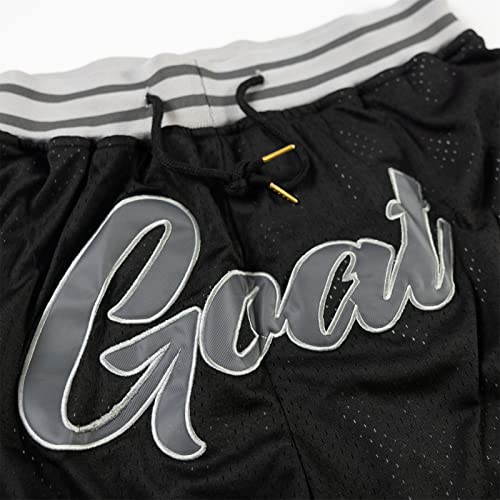 Basketball Shorts for Men with Pockets, Mens Retro Mesh Rap Embroidered Short, Hip Hop 90S Casual Athletic Gym Shorts Grey