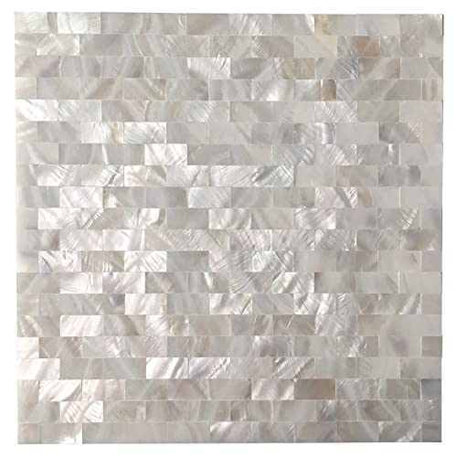 Art3d Bathroom Backsplash Mother of Pearl Backsplash Shell Mosaic Tile for Kitchen Shower Tub Sink Bathroom Tile (6, White-Mortar)