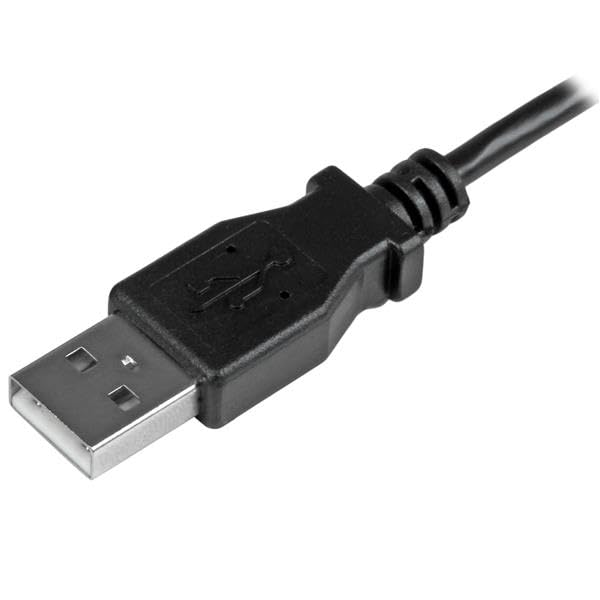 StarTech.com 1m 3 ft Micro-USB Charge-and-Sync Cable - Left-Angle Micro-USB - M/M - USB to Micro USB Charging Cable - 30/24 AWG (USBAUB1MLA),Black