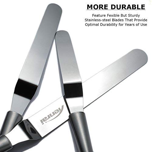 Tenrai Metal Icing Spatula Set Stainless Steel Cake Knife Offset Professional Tool for Decorating Cakes (Length: 6 8 10 Inch, Silver)