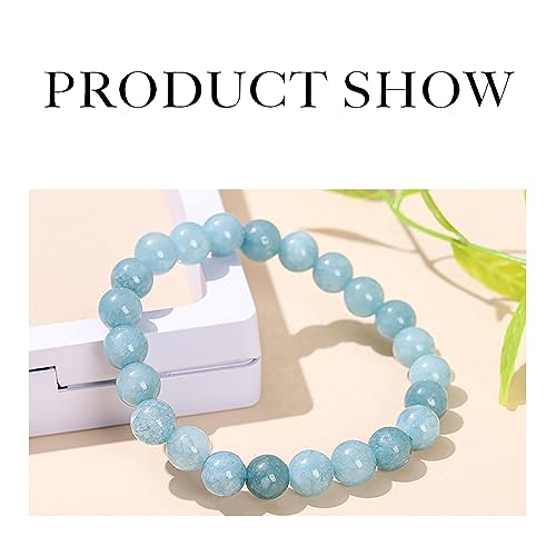π²πππ ππππ - Stunning Aquamarine Beaded Bracelets - Handmade Beaded Bracelets - Elegant Friendship Bracelet Crystals and Healing Stones - Perfect Gift for Men and Women - 8mm